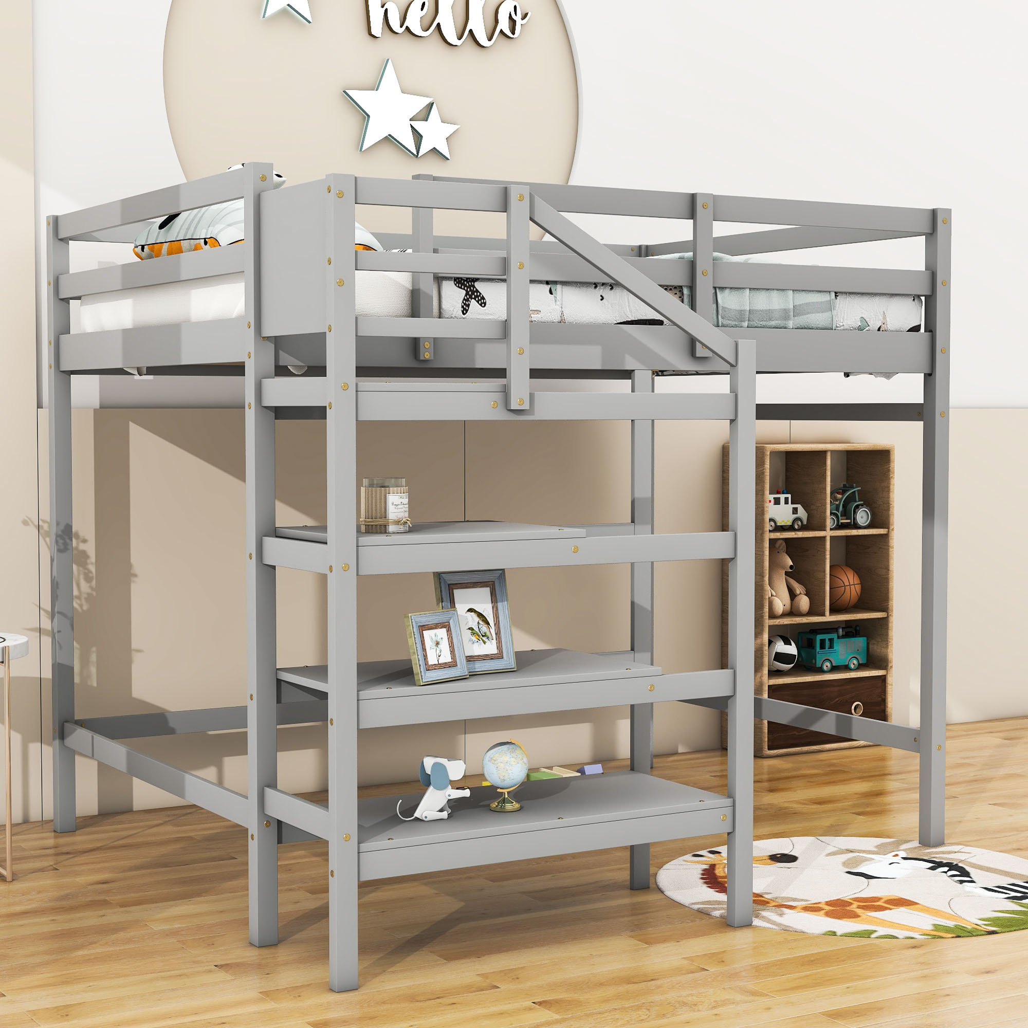 Isabelle & Max™ Lit mezzanine double avec tablettes Dikomo par Isabelle ...