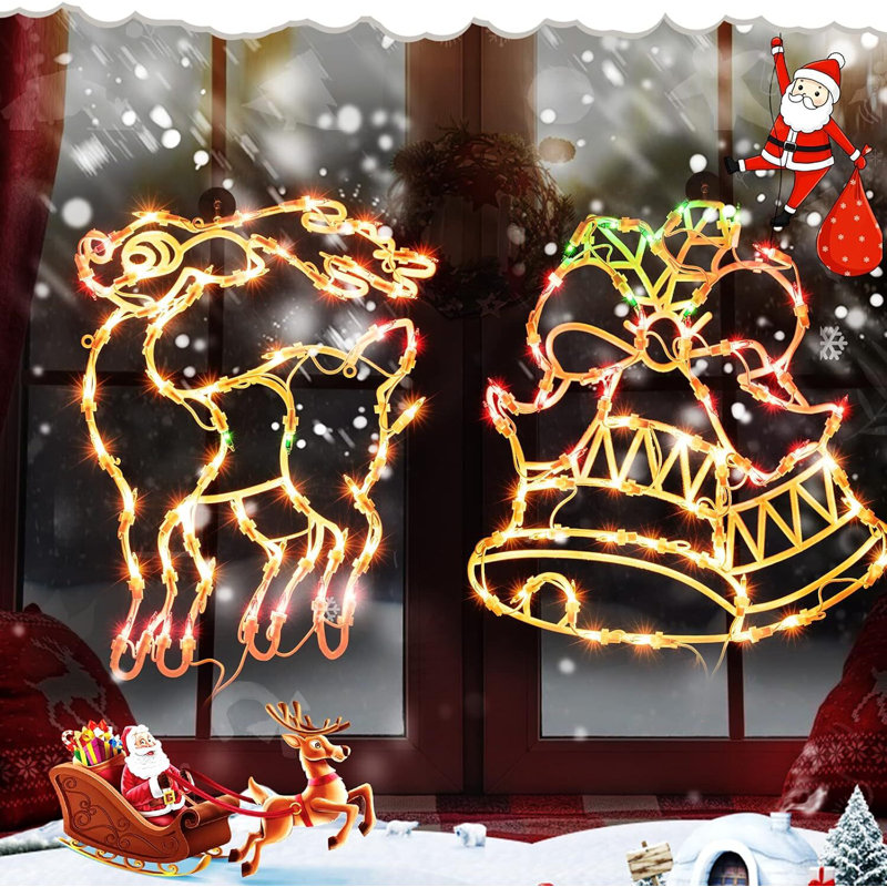 The Holiday Aisle® 4 Pack Christmas Window Silhouette Lights ...