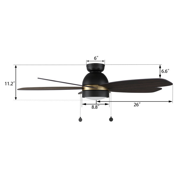 Ebern Designs 52" 5 - Blade LED Flush Mount Ceiling Fan with Light Kit ...