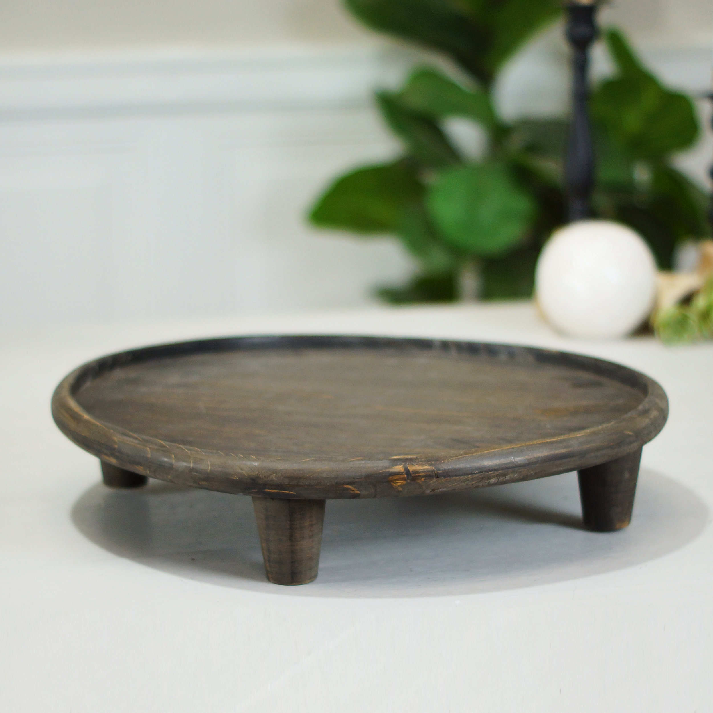 Gracie Oaks Wood 16 in. Gray Round Riser | Wayfair