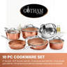 Gotham Steel Hammered Copper 10 Piece Nonstick Cookware Set, Stay Cool ...