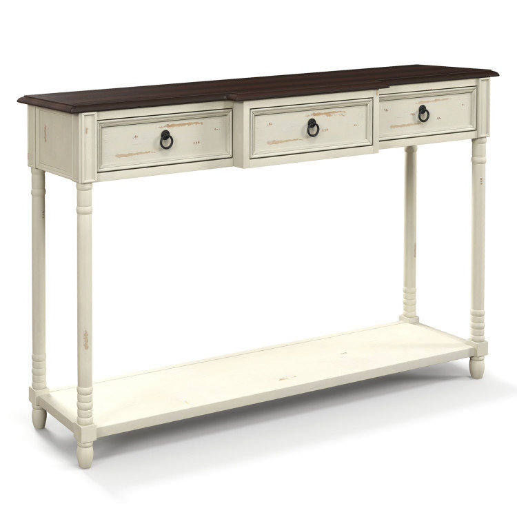 Rosalind Wheeler 52 Inch Farmhouse Console Table with 3 Drawers and ...