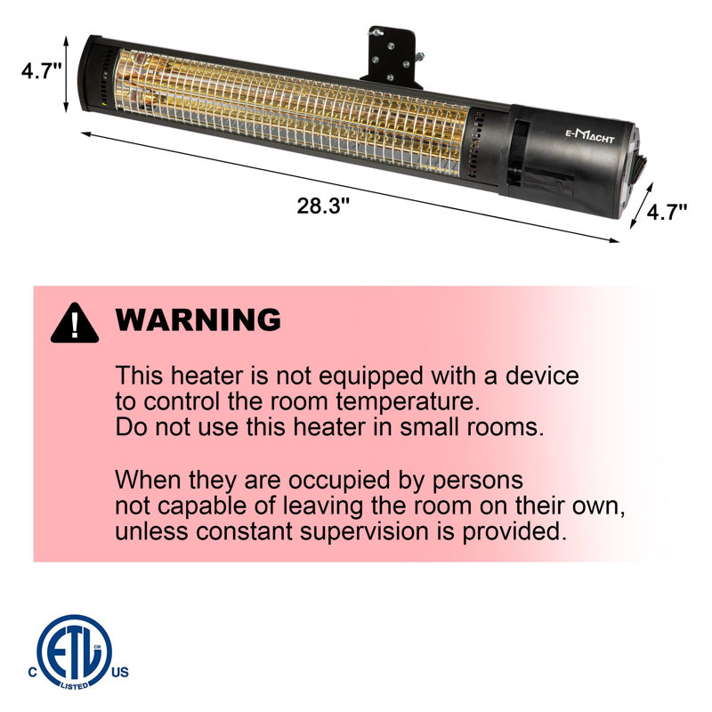 LUCKYREMORE 1500 Watt Electric Patio Heater Wall-Mounted Outdoor ...