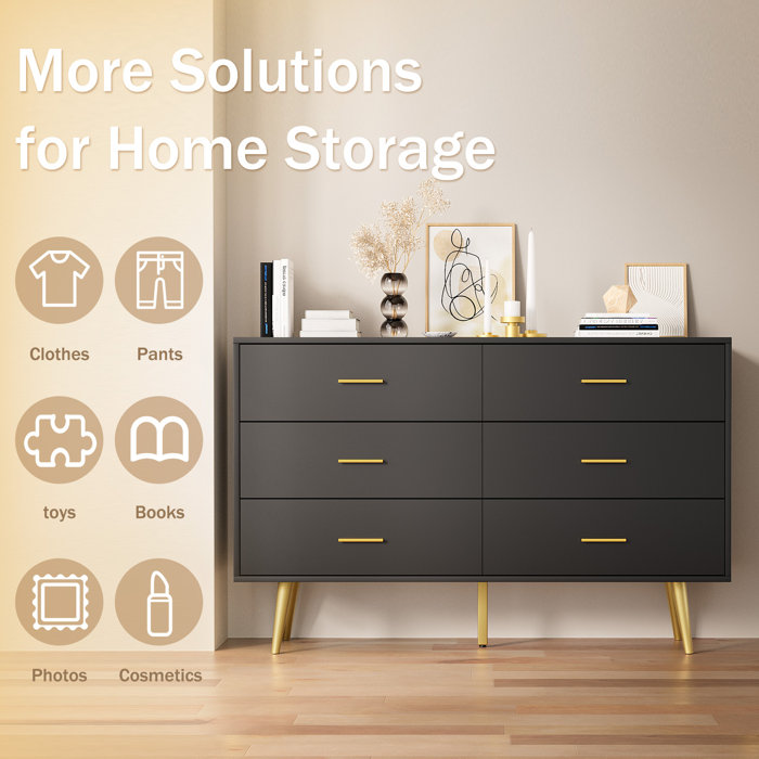 Mercer41 Kamily 6 Drawer 47.25" W Double Dresser & Reviews - Wayfair Canada