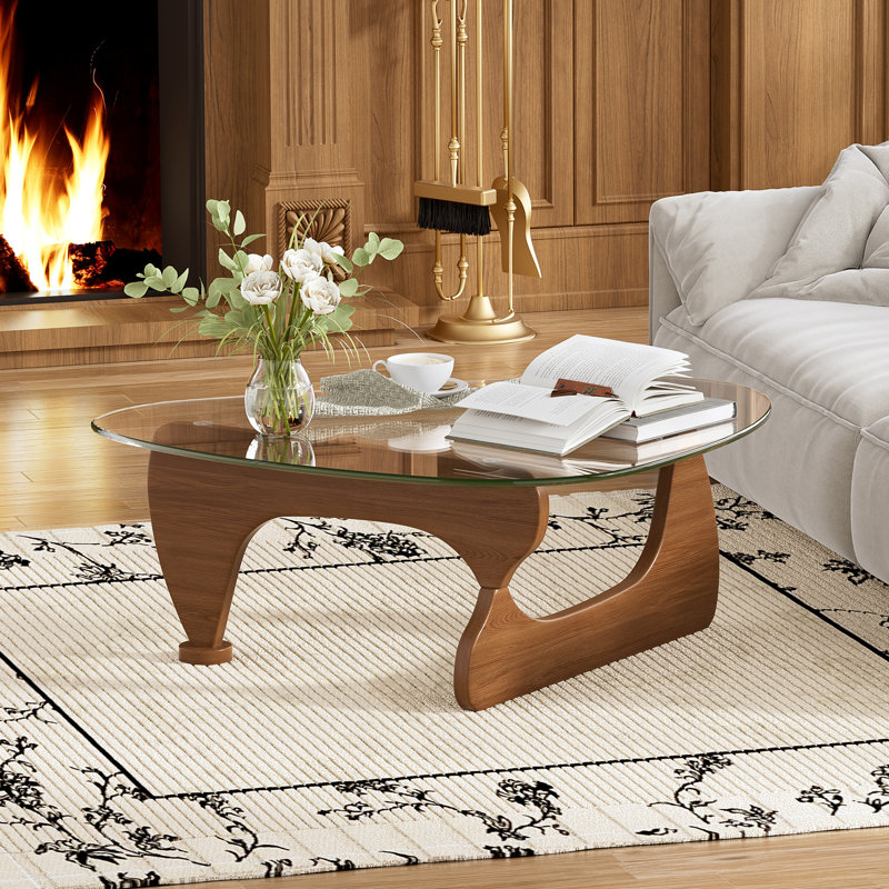 Ivy Bronx Mid Century Modern Triangle Glass Top Coffee Table | Wayfair