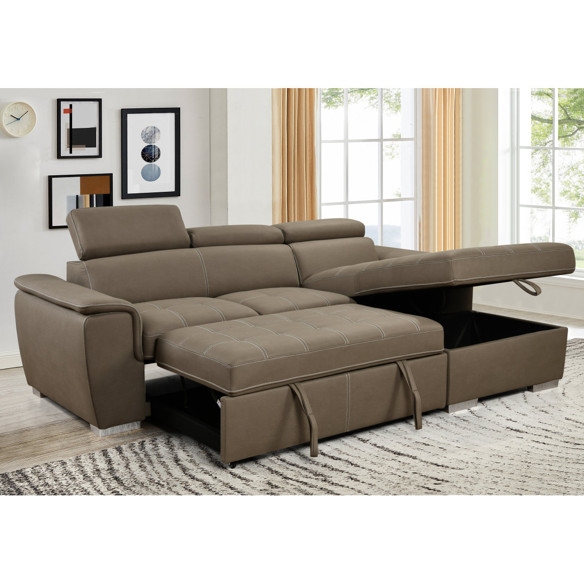 HEIMAO Modern Sofa 97 Inch Convertible Sectional Sofa With Storage ...