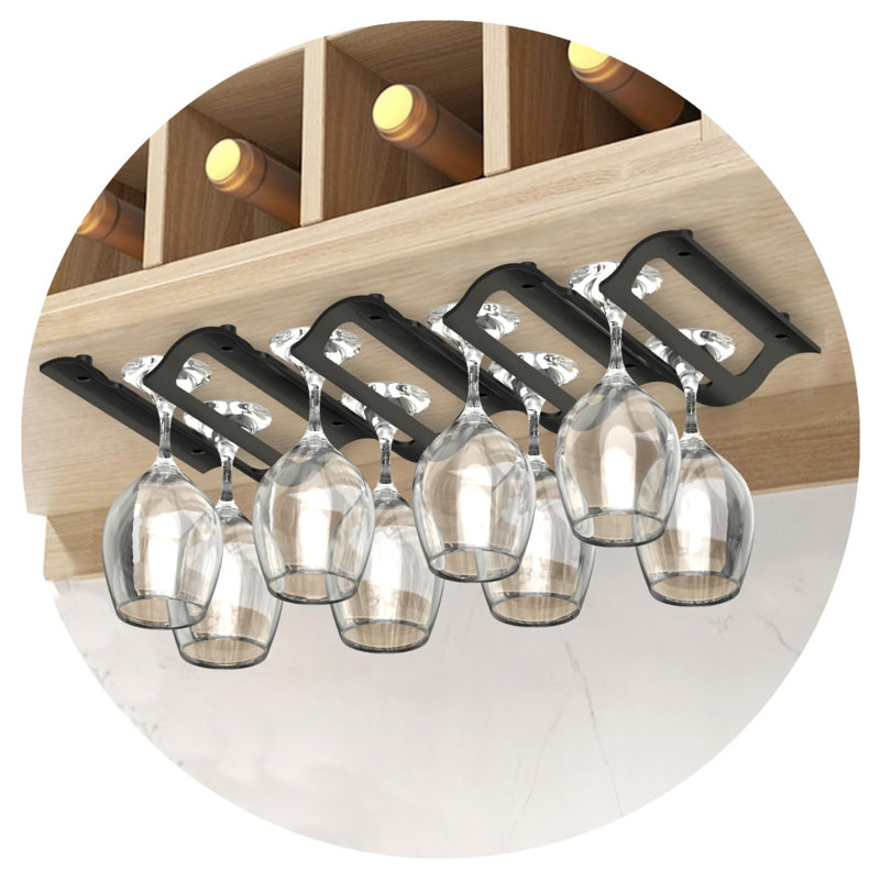 Rebrilliant Under Cabinet Wine Glass Holder Rack | Wayfair