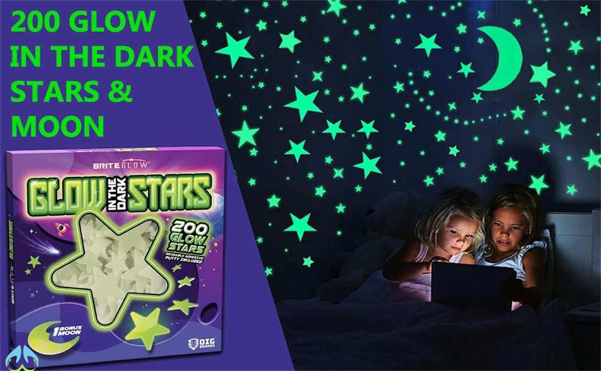 MAKBEZ Star Brite High Plastic Glow Stars with Moon - Wayfair Canada