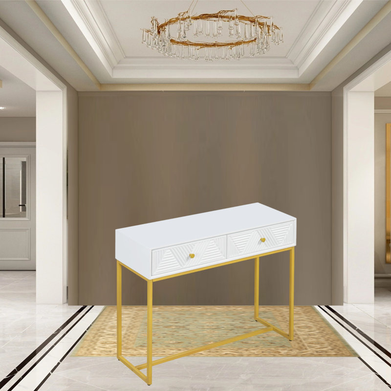 Mercer41 White Stylish Drawer Table | Wayfair