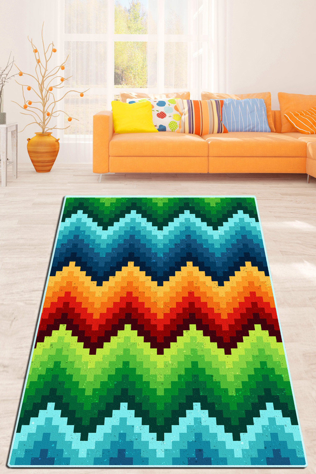 East Urban Home Davari Chevron Machine Made Power Loom Velvet/Polyester ...