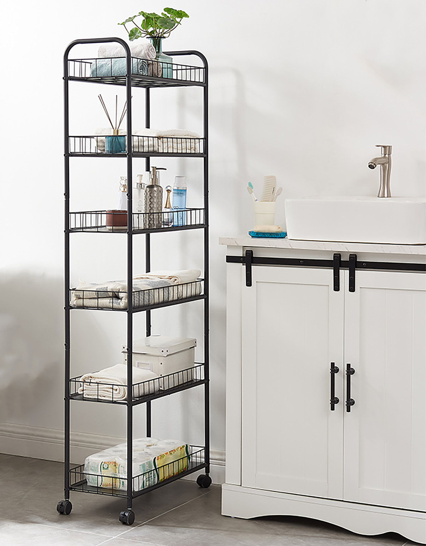 Rebrilliant Metal Storage Rack With Wheels | Wayfair