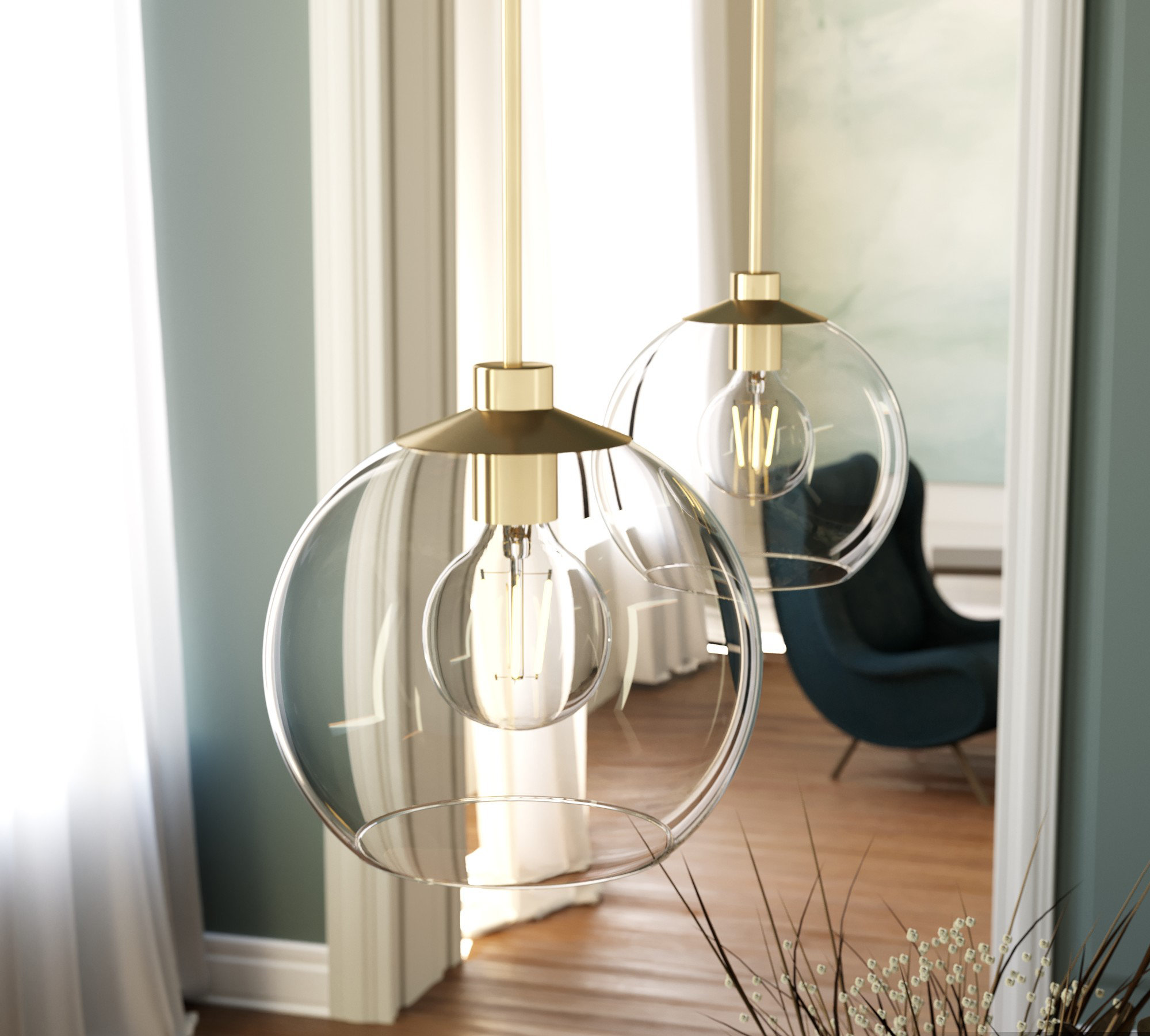 Three Posts™ Lomawai 1 - Light Single Globe Convertible Pendant or ...