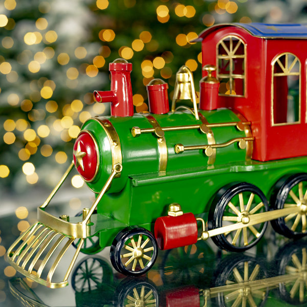 The Holiday Aisle® 17" Long Iron Tabletop Christmas Train Decoration in ...