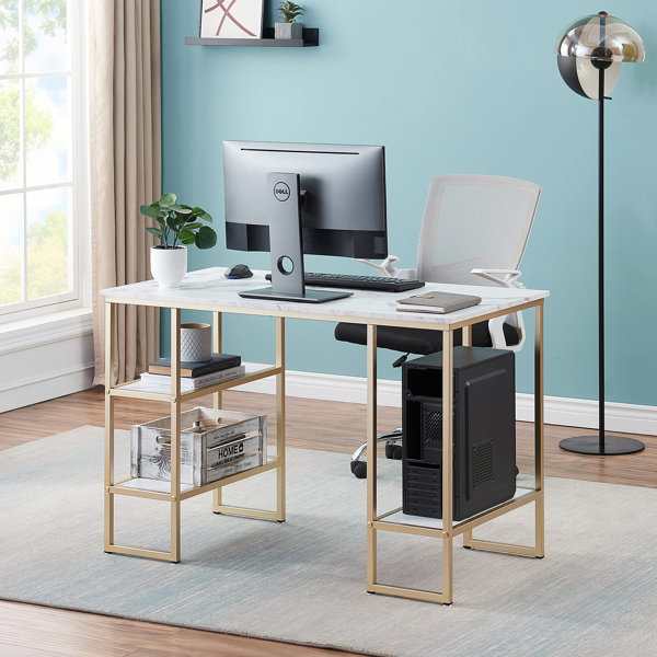 MCombo Computer Desk with 3-Tier Shelves and CPU Stand,Vanity Desk ...