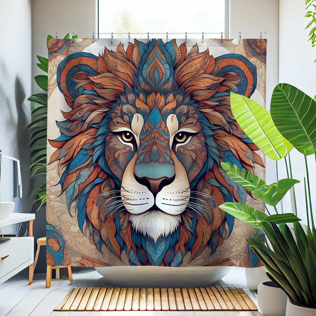 ULLI HOME Folly Lion Shower Curtain | Wayfair