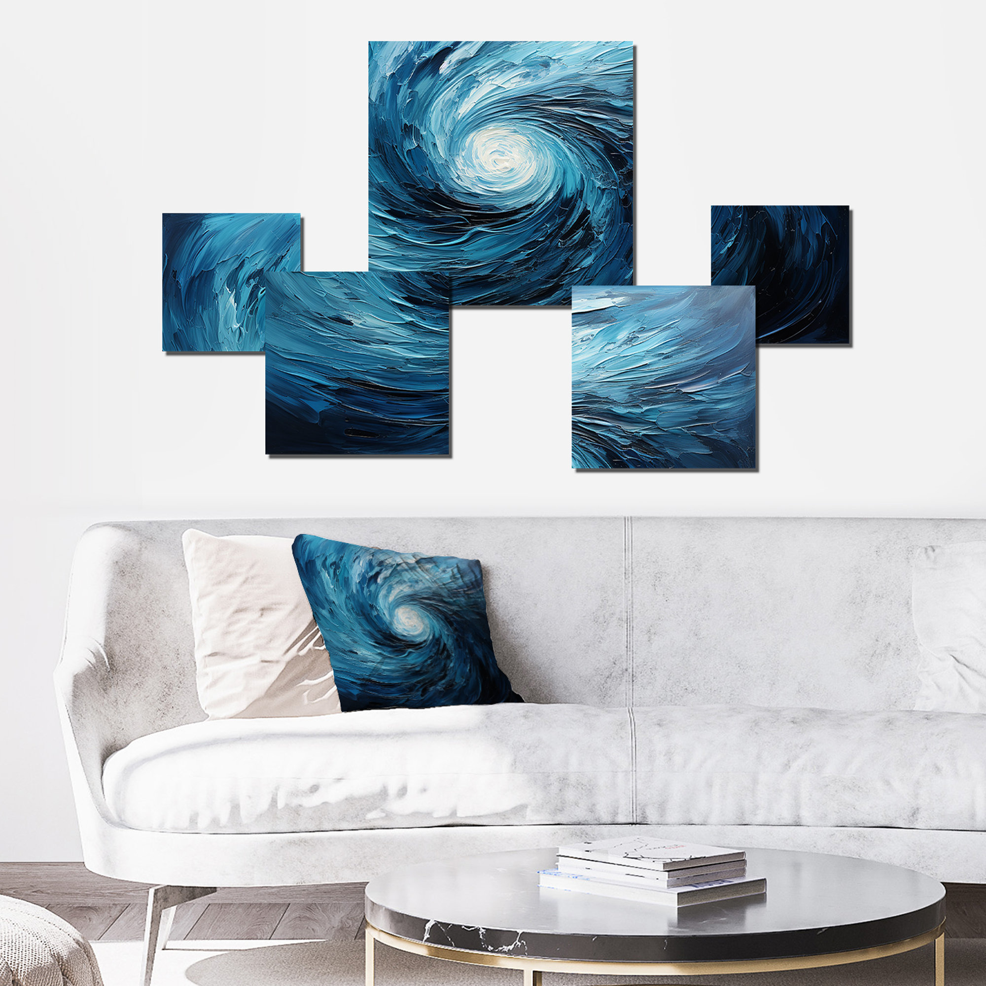 Ivy Bronx Blue And White Emotional Spiral 3 - Abstract Square Wall Art ...