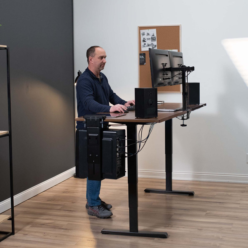 Vivo Black Clamp-on Desk and Wall PC Mount with USB | Wayfair