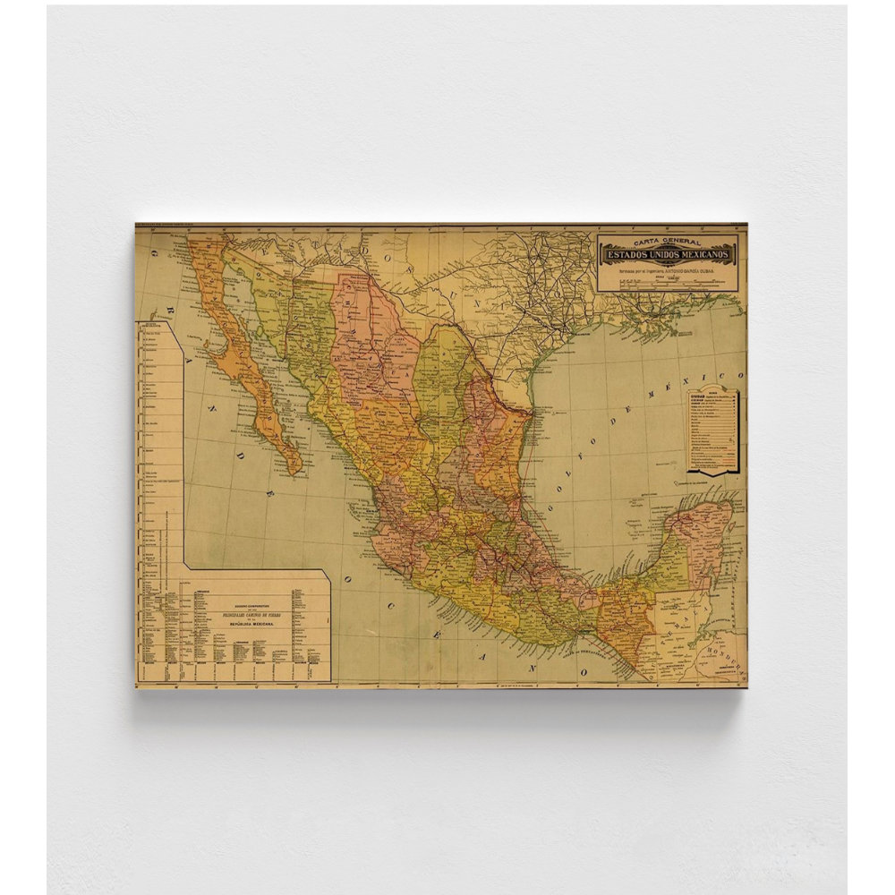 WeFrameArt Mexico, Extra Large Mexican Poster Print, Framed Antique Map ...