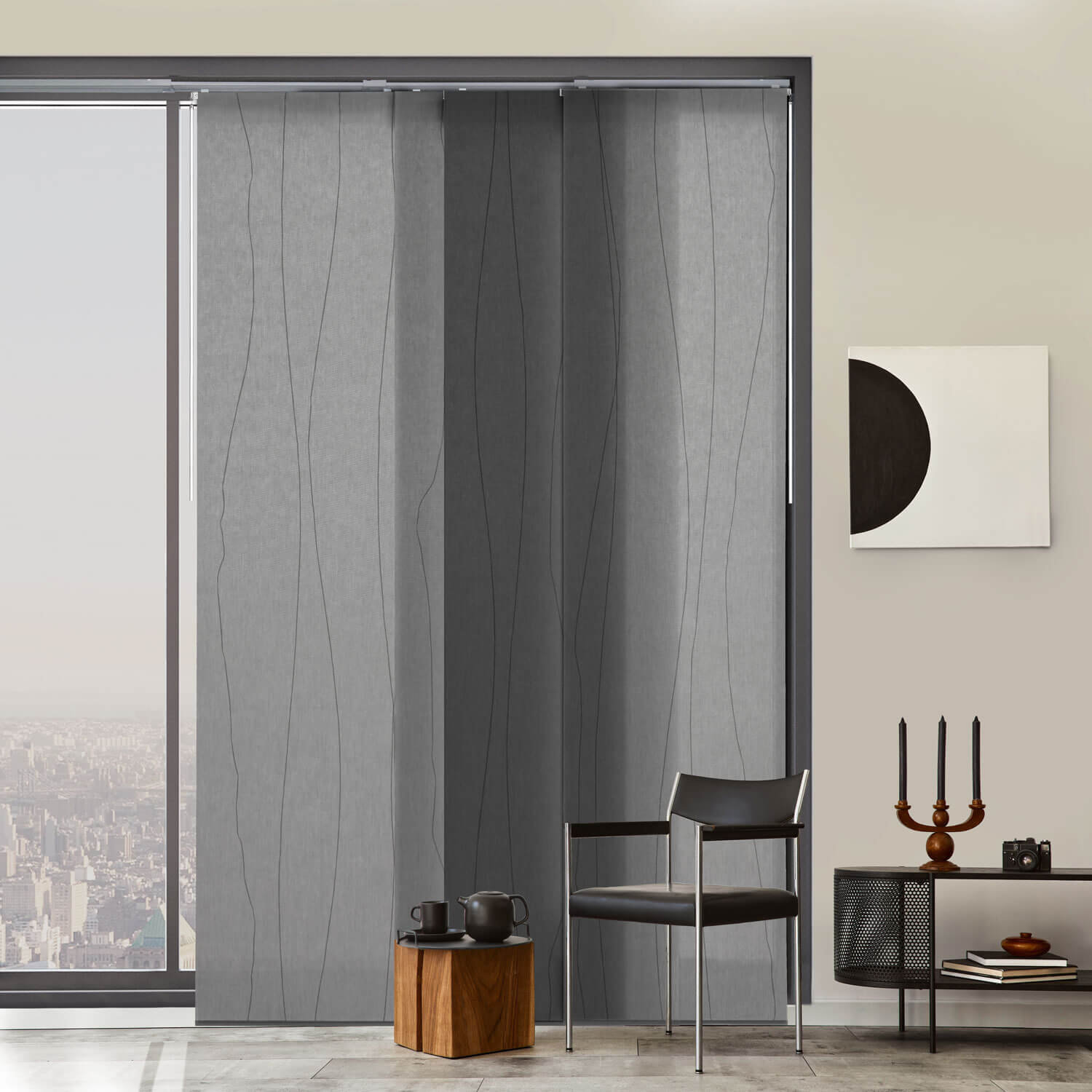 Hokku Designs Adjustable Sliding Panel Track Semi-Sheer Vertical Blind ...