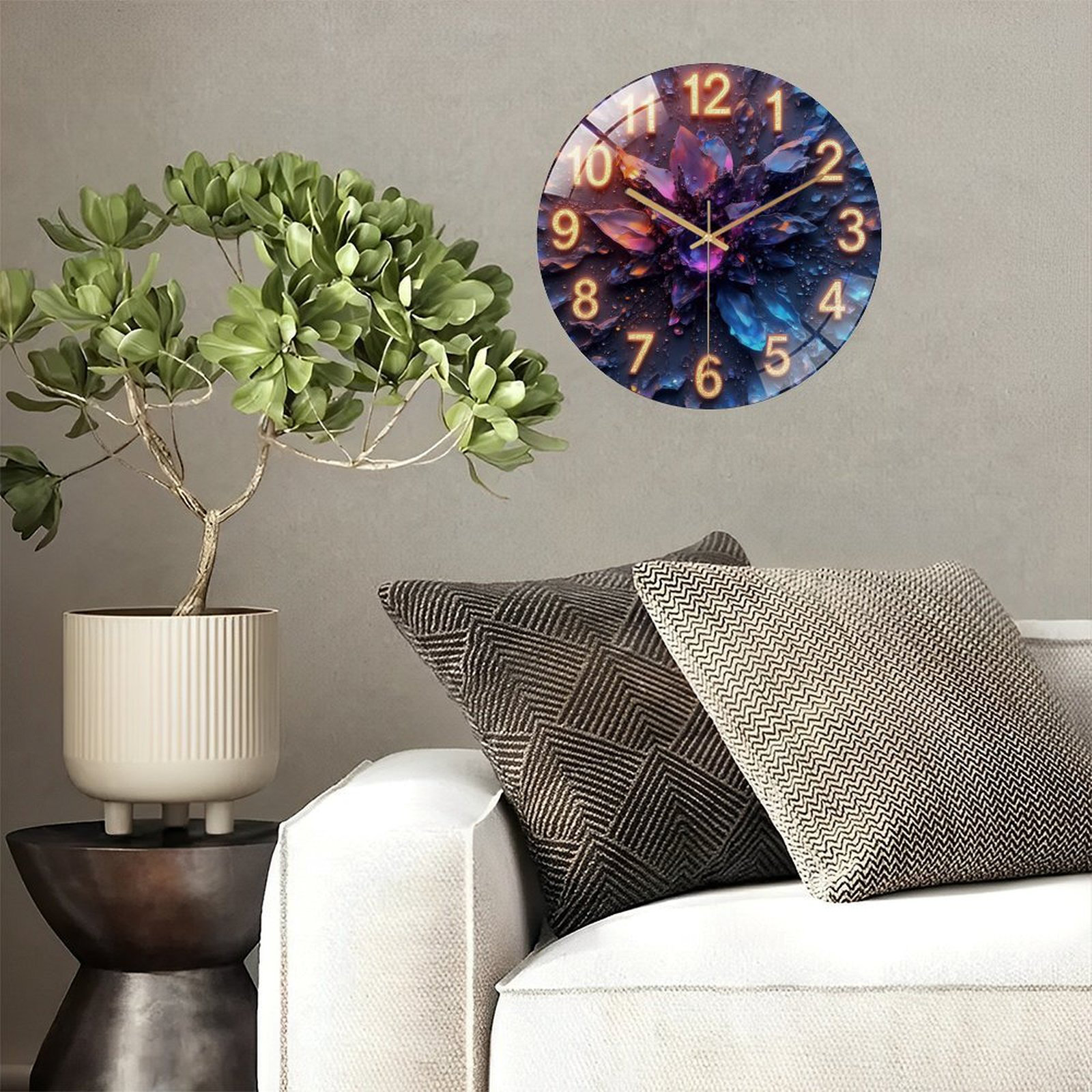 East Urban Home Crystal Flower Clock Face Numbers Art - 12'' Modern ...