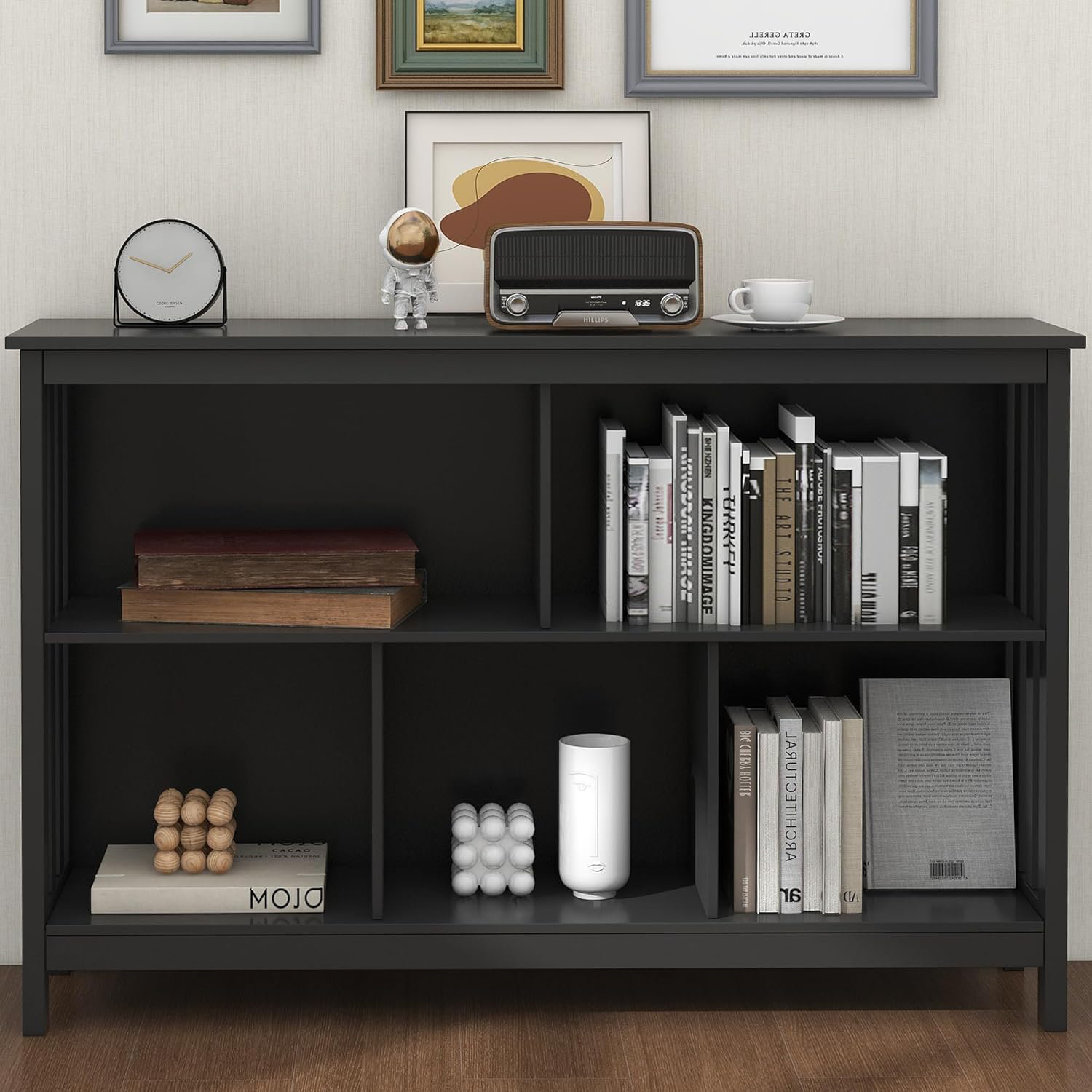 Winston Porter Short Bookshelf With 2-Layer 5 Cube Shelf,Wooden ...