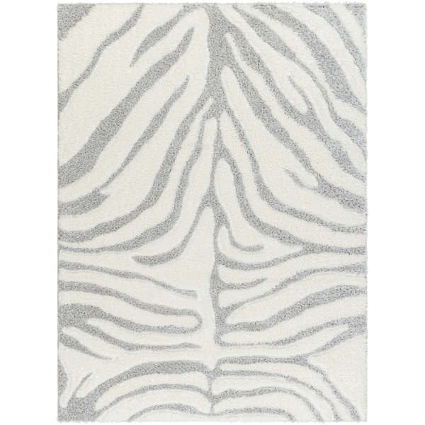 Foundry Select Khlani Benito Animal Print Gray Shag Area Rug | Wayfair