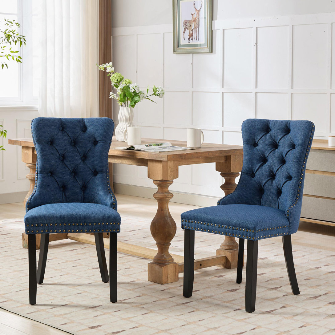 Lark Manor™ Nailhead Trim Dining Chair with Wood Legs | Wayfair