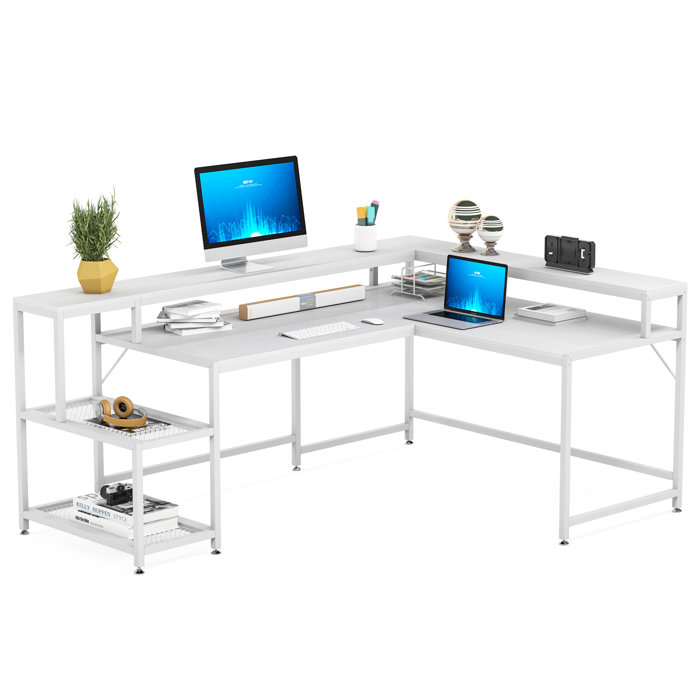 17 Stories Vischer L-Shaped Metal Base Computer Desk & Reviews ...