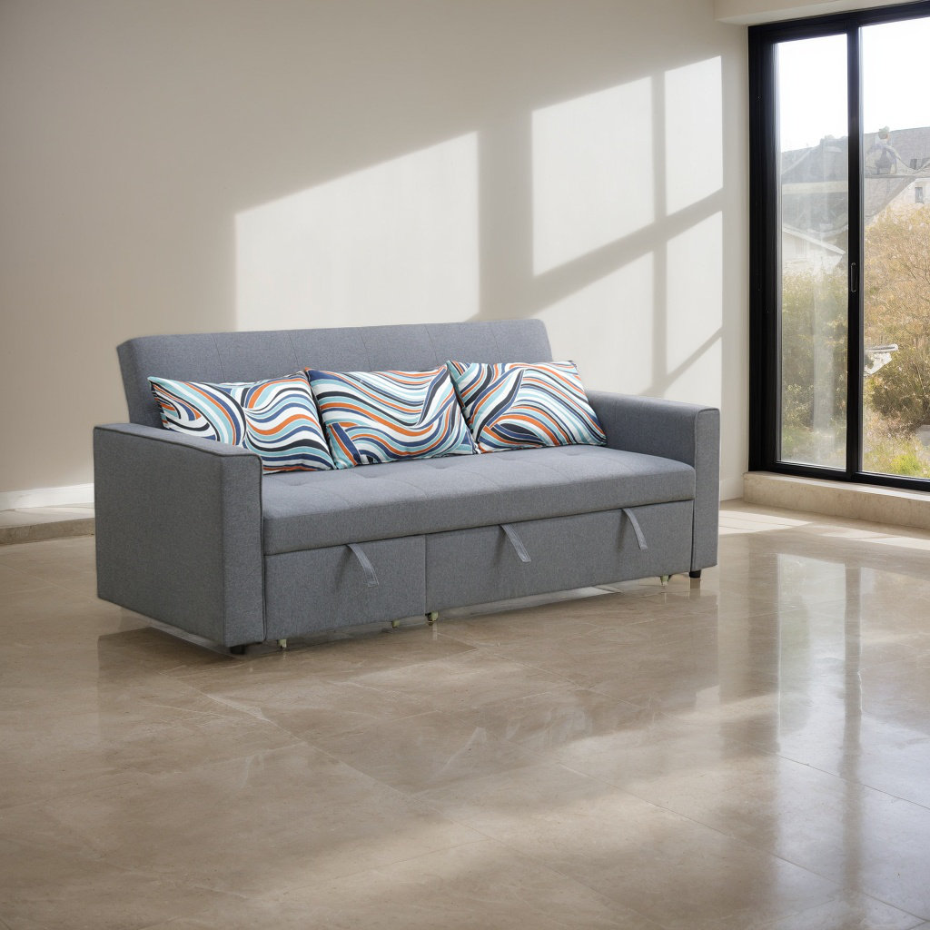 Latitude Run® Grey Fluffy Fabric 1-piece Living Room Wide Sofabed | Wayfair