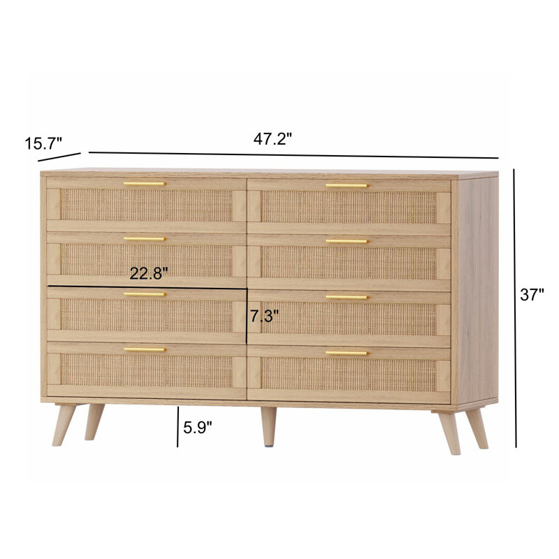 Bay Isle Home™ Abrienne 8 - Drawer Dresser, Bedroom Chest of Dressers ...