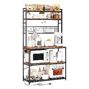 17 Stories Krystn 5-Tier Large Bakers Rack with Power Outlets Kitchen ...