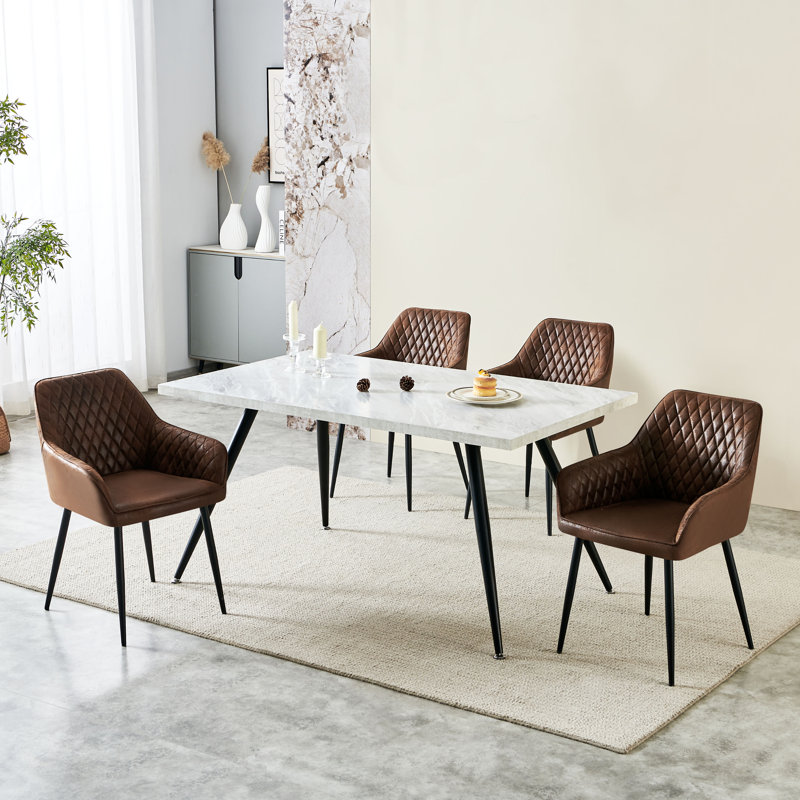 Corrigan Studio Lathrup Vintage Suede Upholstered Arm Dining Chair ...