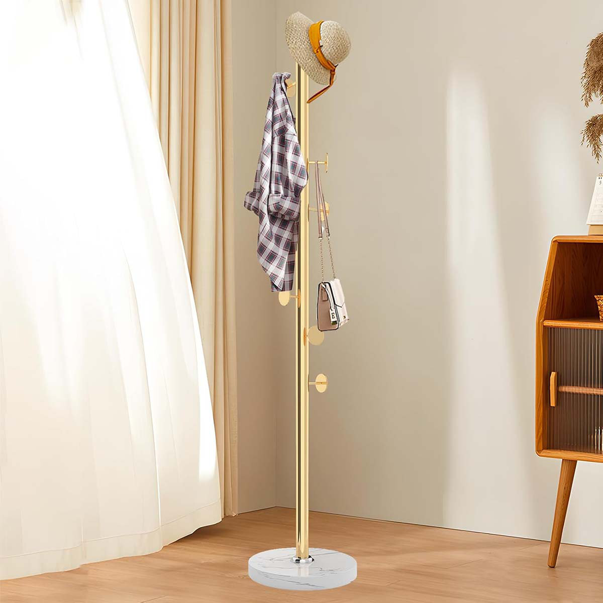 Ebern Designs Metal Coat Rack Stand, Modern Freestanding Coat Rack With ...