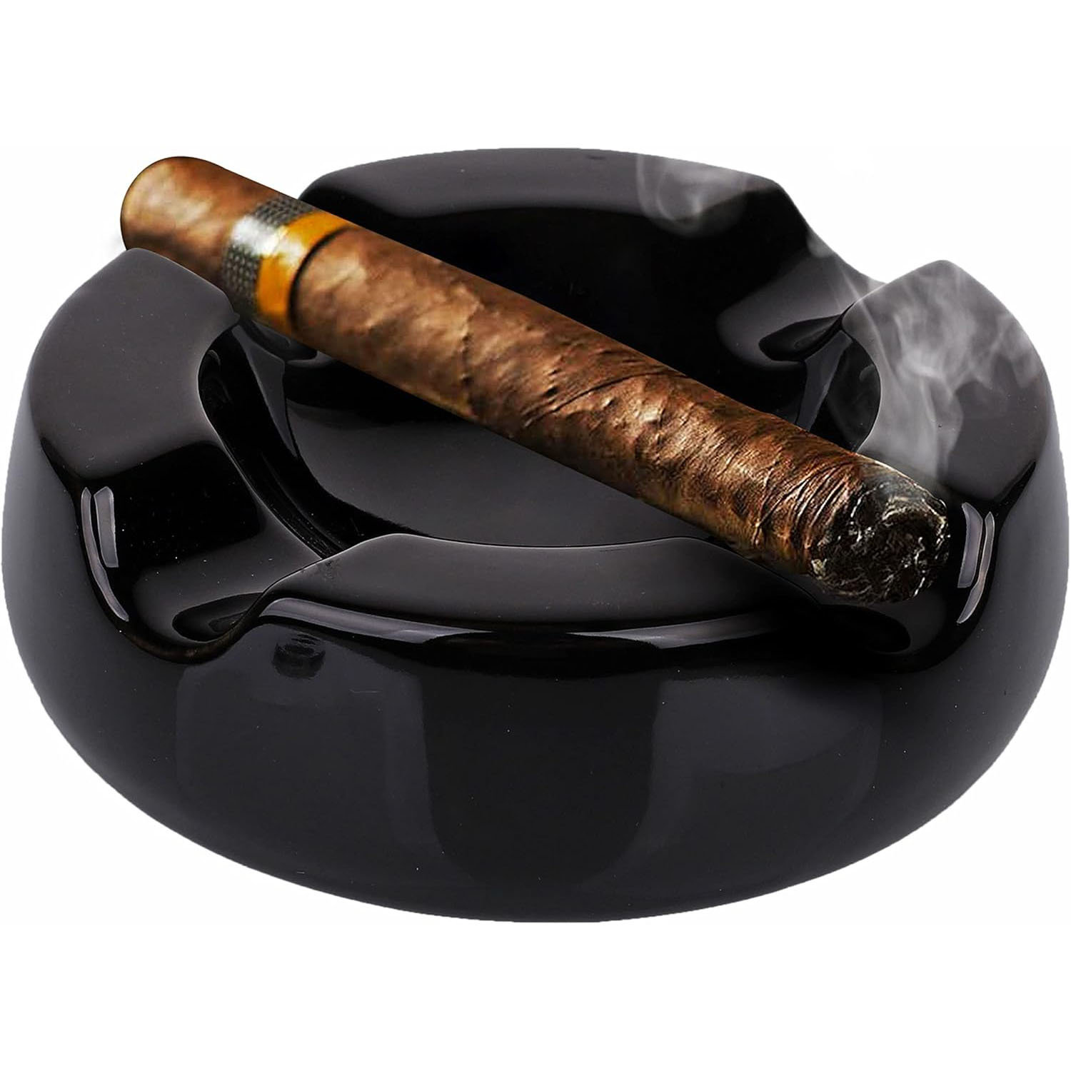 WIZIAT Cigar Ashtray Outdoor Cigarette Ash Tray – Round Ceramic ...