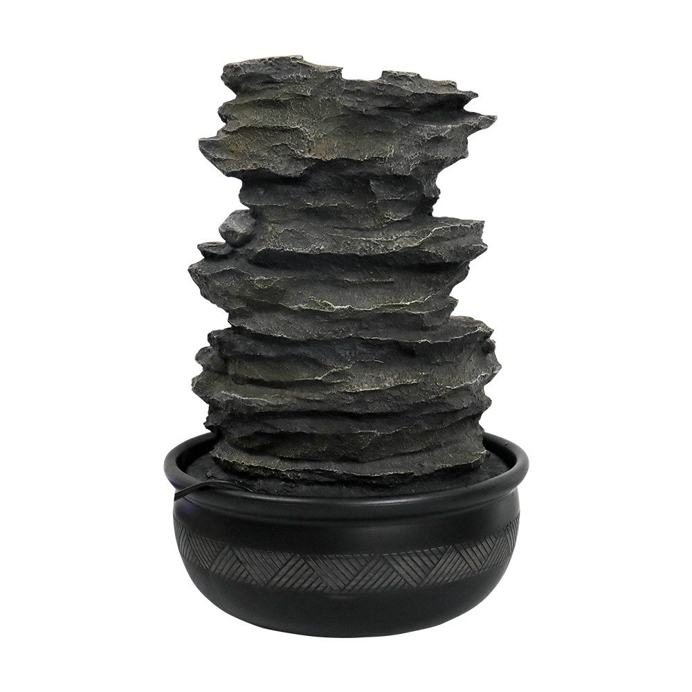 Millwood Pines 15.7" High Rock Cascade with LED Light Tabletop Fountain ...