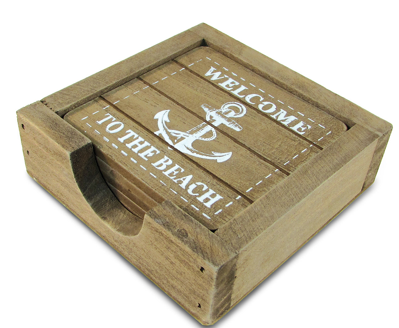 Breakwater Bay Nautical Coaster Set with Holder | Wayfair