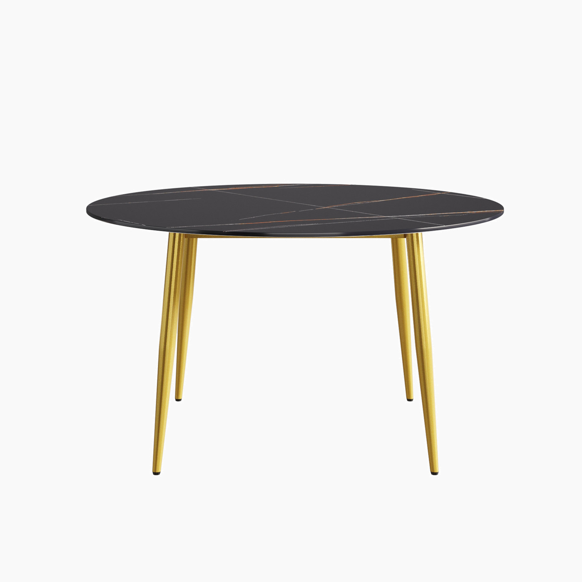 Mercer41 Modern Artificial Stone Black Straight Edge Golden Metal Leg ...