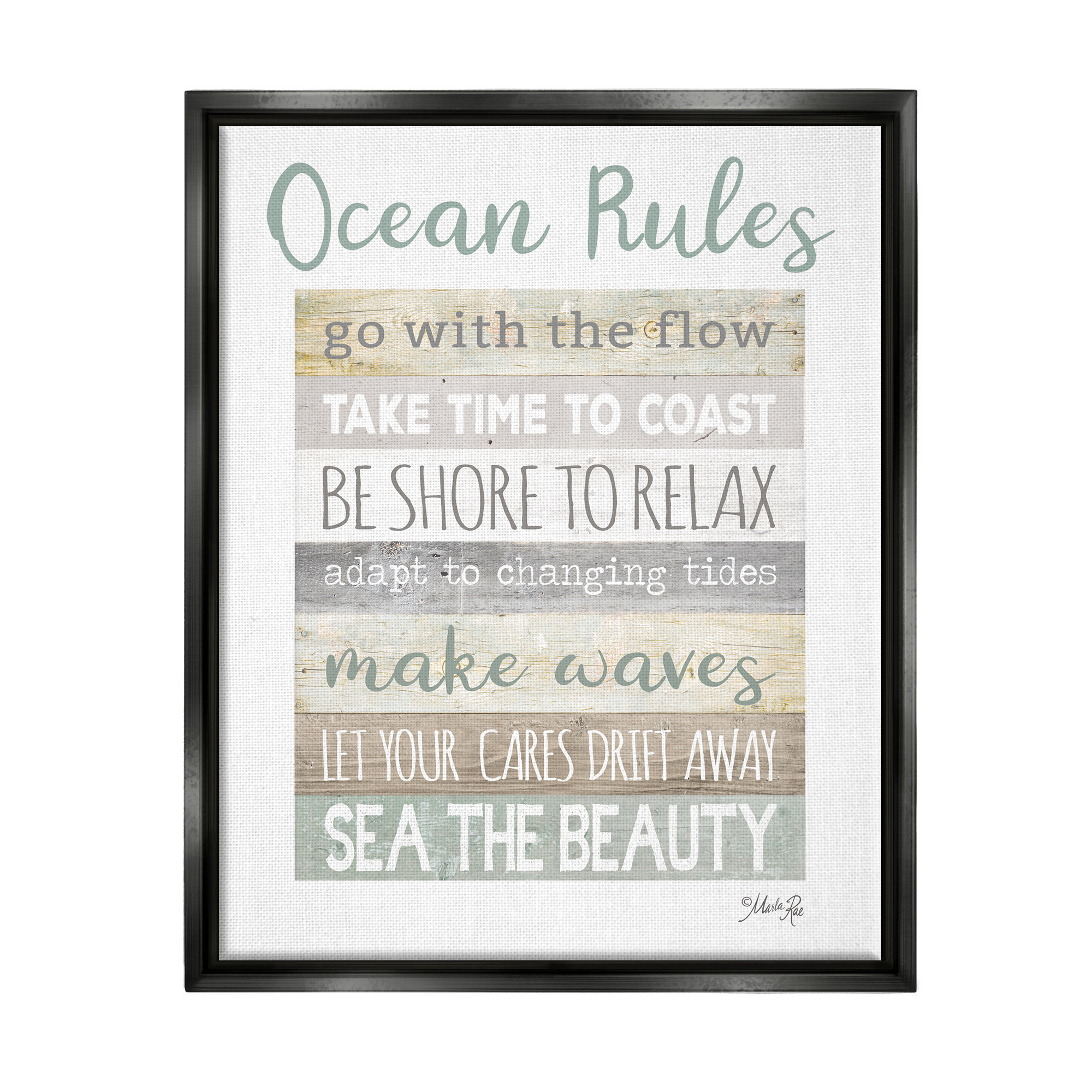 Stupell Industries Ocean Rules Rustic List Canvas Wall Art Design by ...