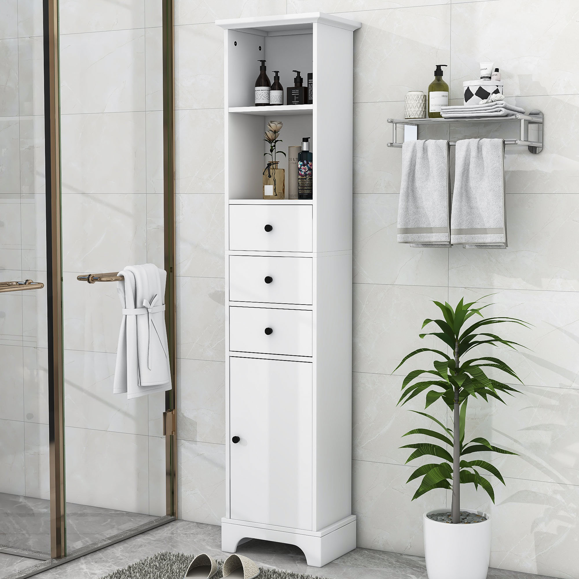 Red Barrel Studio Fetah Tall Bathroom Cabinet, Freestanding Storage ...