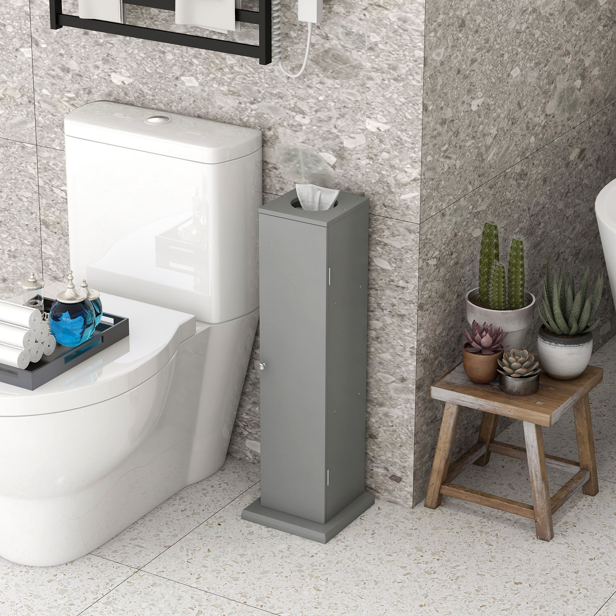 Ebern Designs Toilet Paper Cabinet, Small Bathroom Corner Floor Cabinet ...