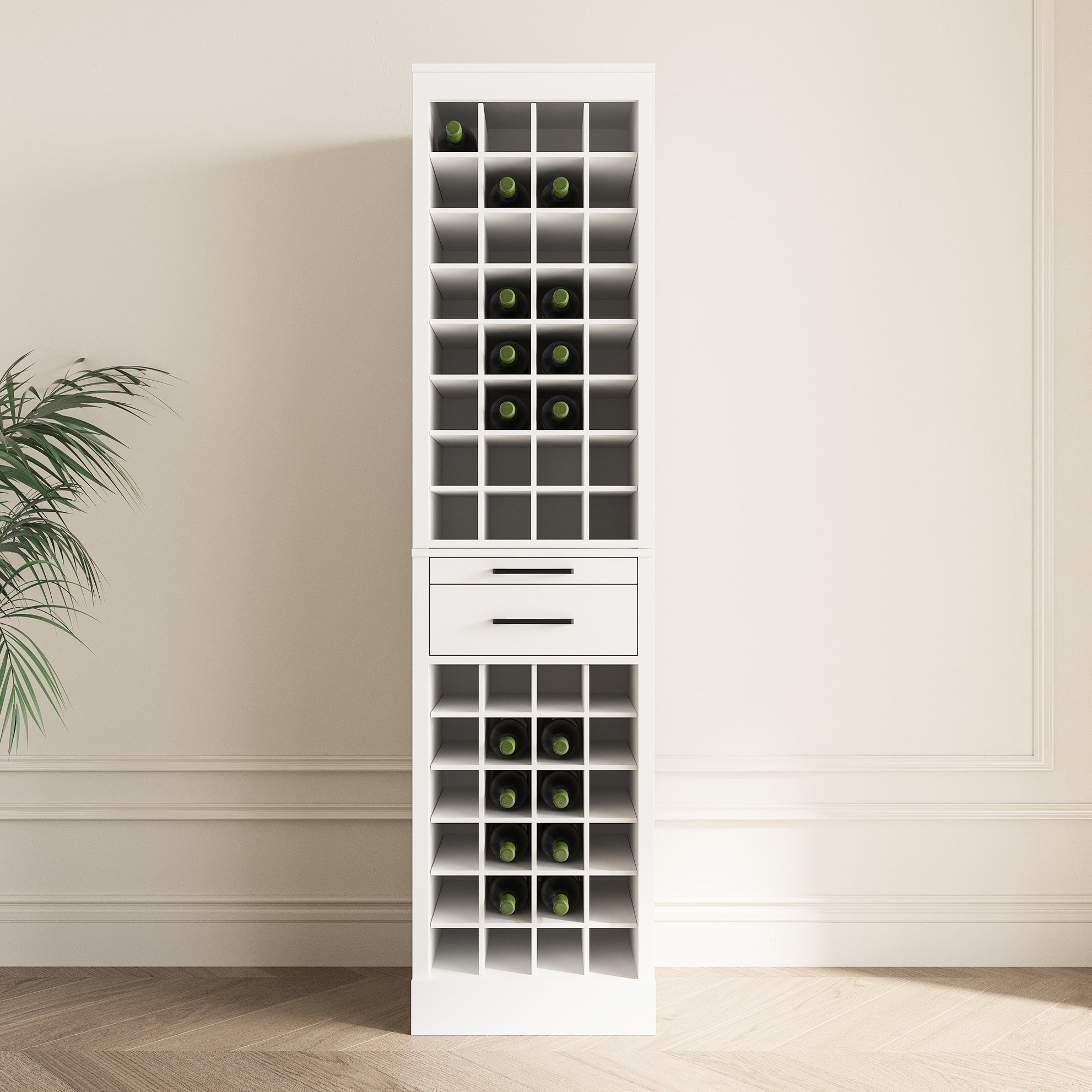 Ebern Designs 32 Modular Buffet Wine Cabinet, Dark Finish, Straight ...