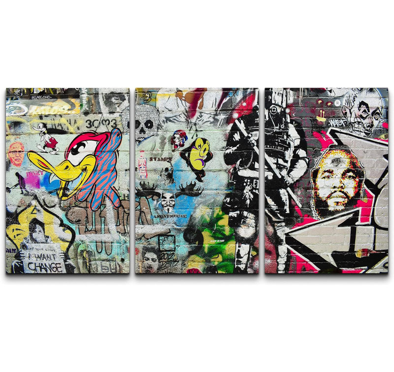 IDEA4WALL 80s Pop Culture Iconography Triptych Graffiti & Street Art ...