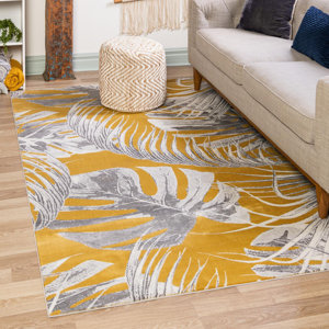 Beachcrest Home™ Adalheida Floral Yellow/Gray Area Rug & Reviews | Wayfair