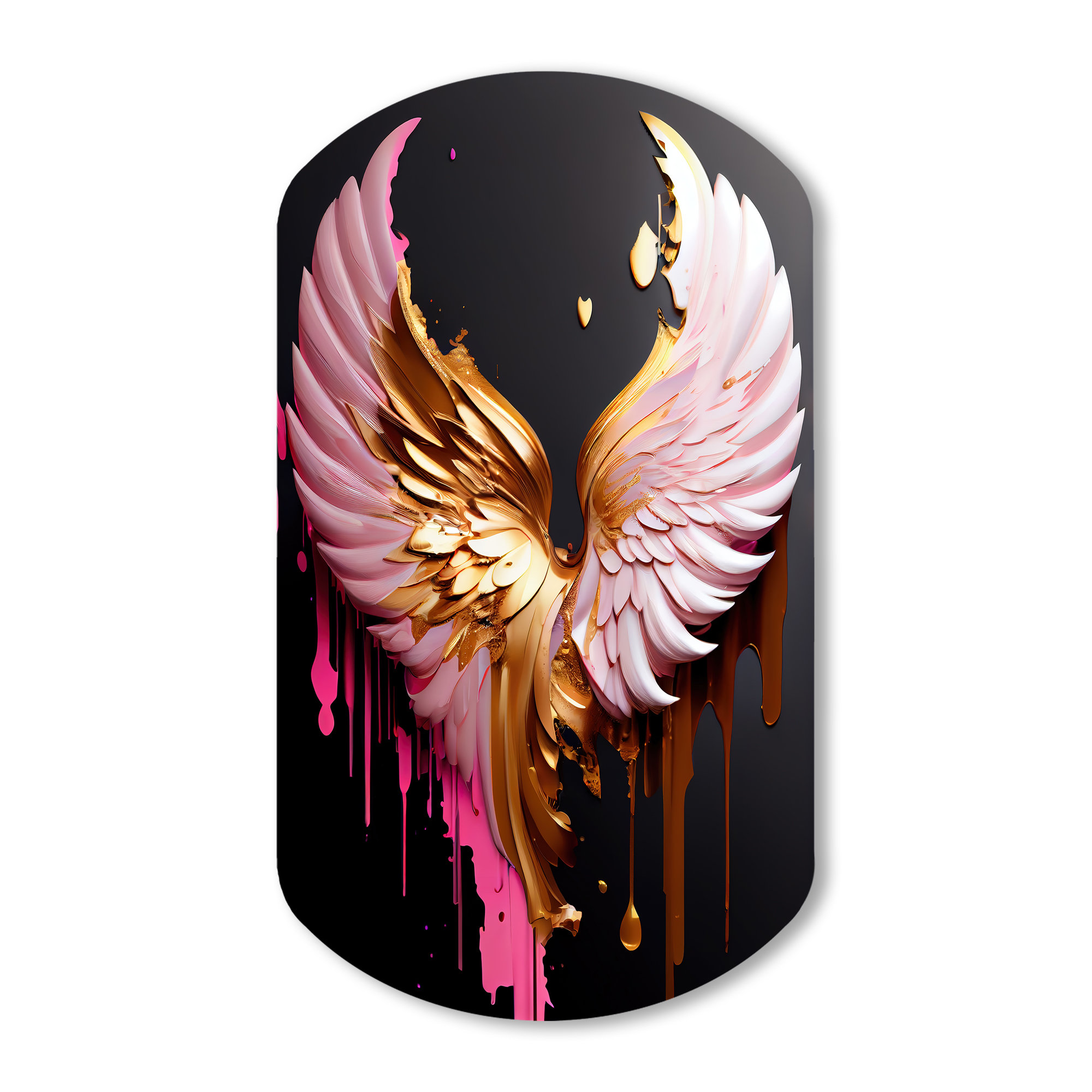 Design Art Pink, Gold And Black Angel Wings I - Wings Angel Cylinder ...