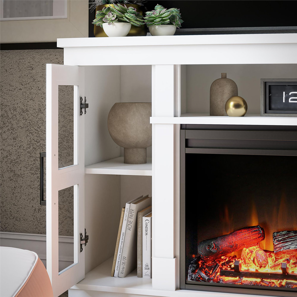 Red Barrel Studio® Kenyla Wide Tv Console With Electric Fireplace ...