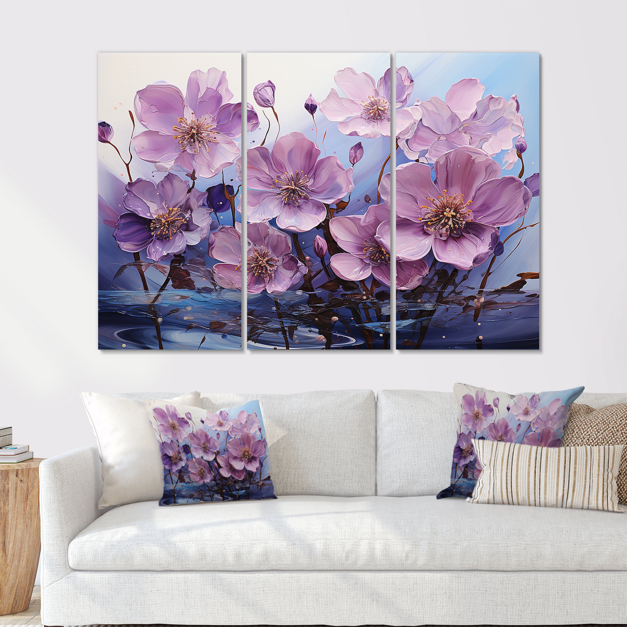 Winston Porter Violet Flower Meadow Harmony I - Flower Field Wall Art Living Room Set - Wayfair ...
