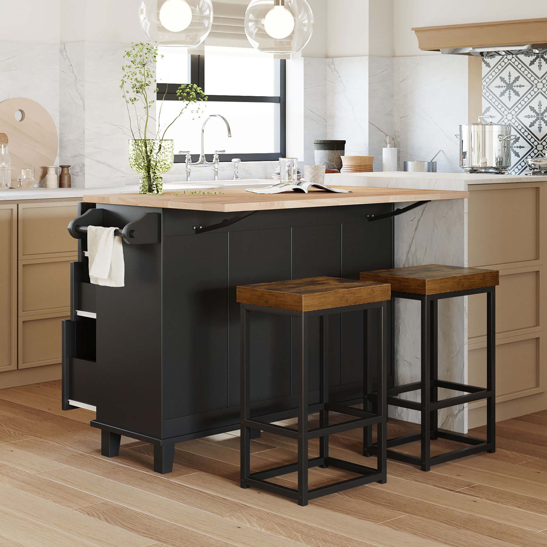 17 Stories Versatile Farmhouse Kitchen Island Set with Drop Leaf and Ample Storage - Wayfair Canada