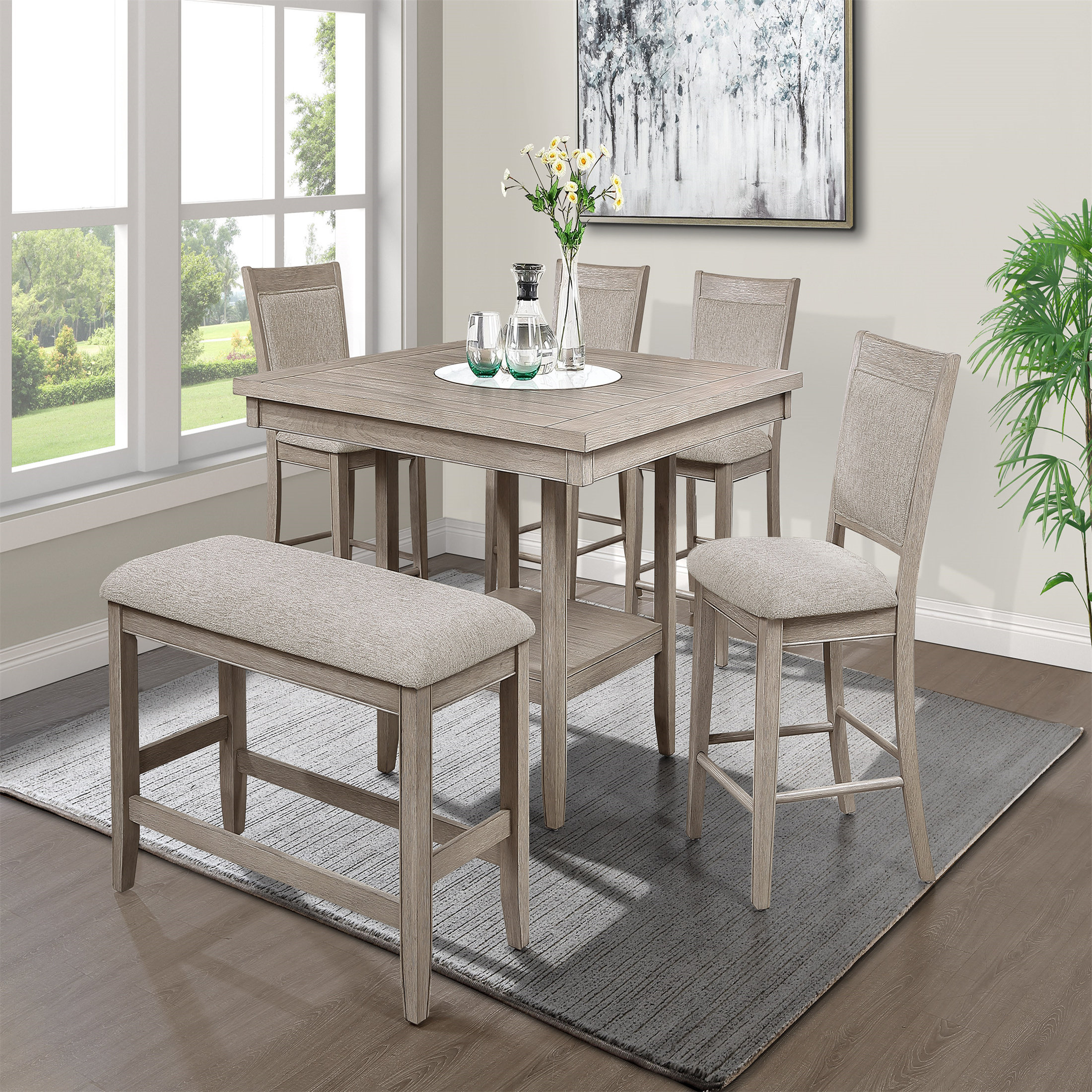 Lark Manor™ 6pc Dining Set Contemporary Farmhouse Style Counter | Wayfair