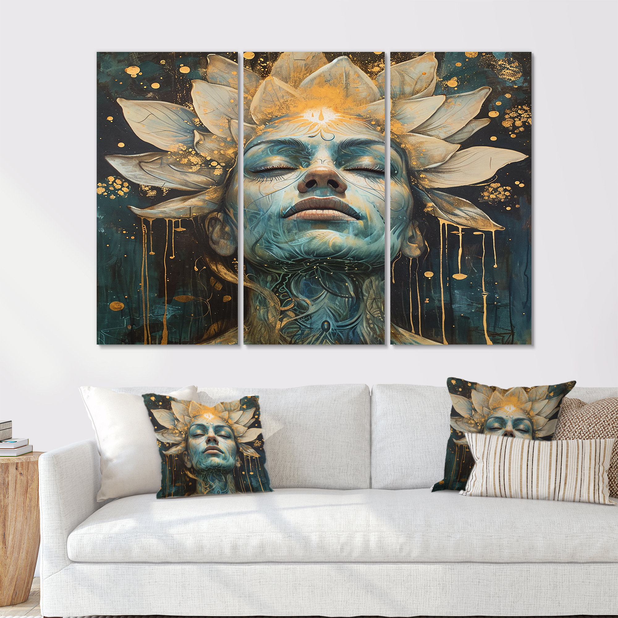 Bungalow Rose Awakening Blue Lotus Woman - Religious Portrait Wall Art ...