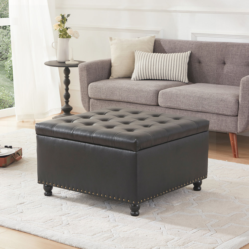 Canora Grey Tufted Upholstered Large Square Storage Ottoman - Wayfair ...